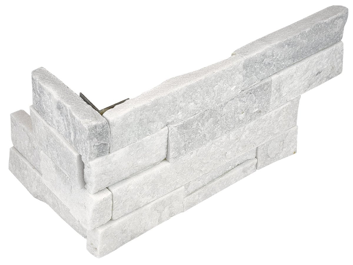 6 x 18 in Ledger Stone Glacier Split Face Quartzite Assembled Corner ...